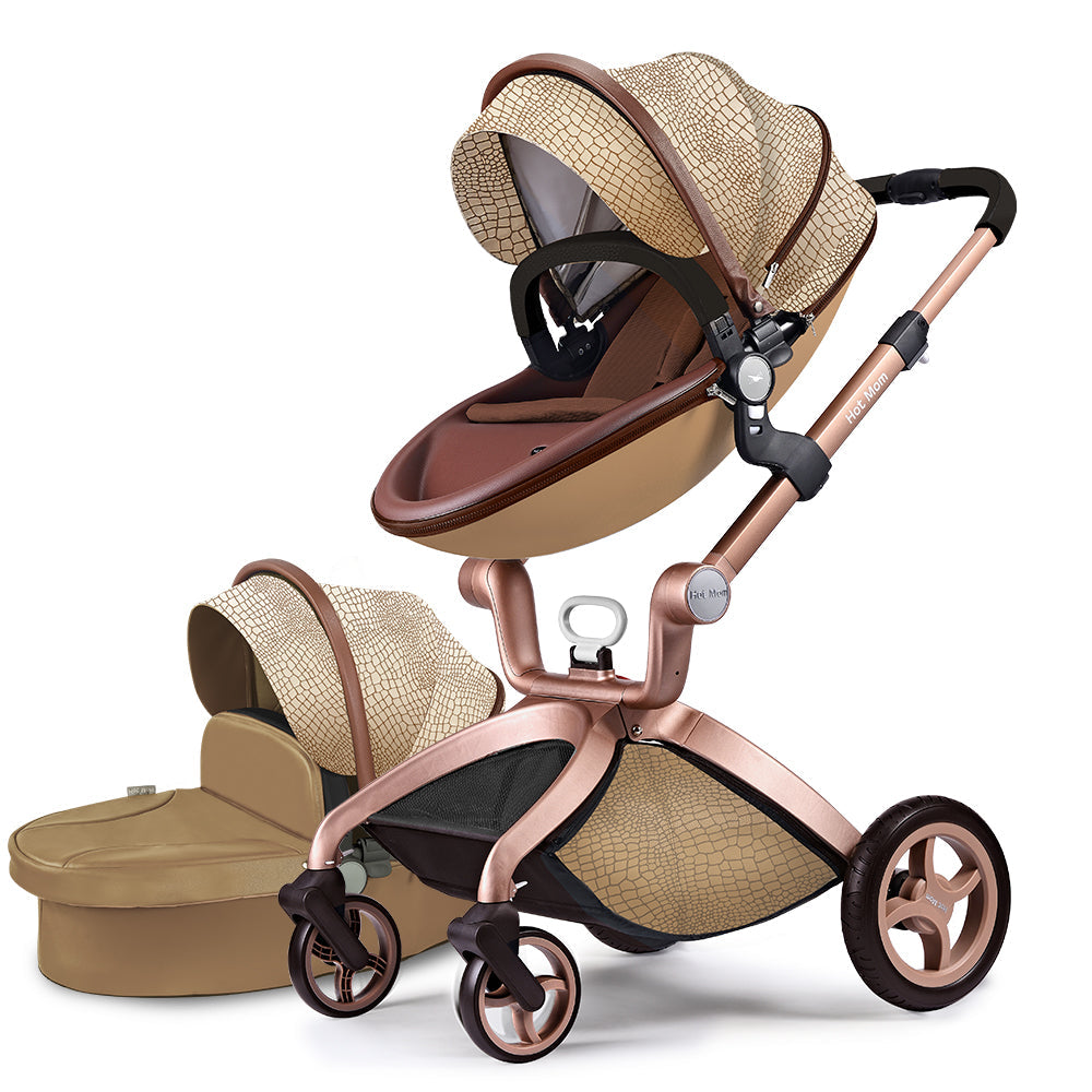 Baby Stroller: Height-Adjustable Seat and Reclining Baby Carriage with