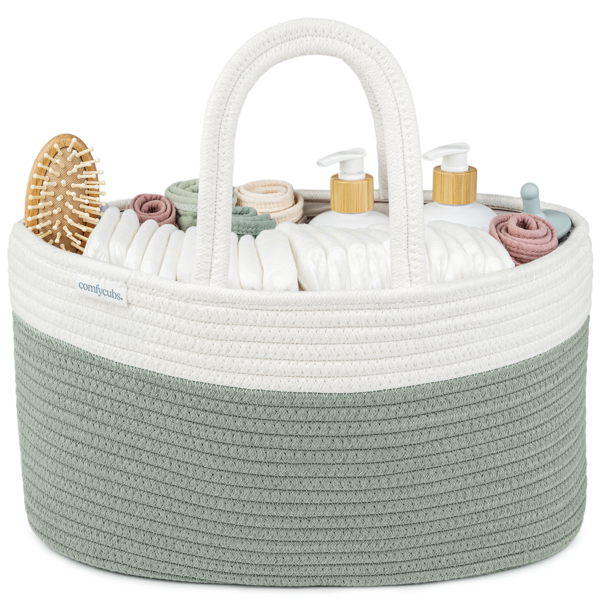 Rope Diaper Caddy in Sage | MoogCo Baby