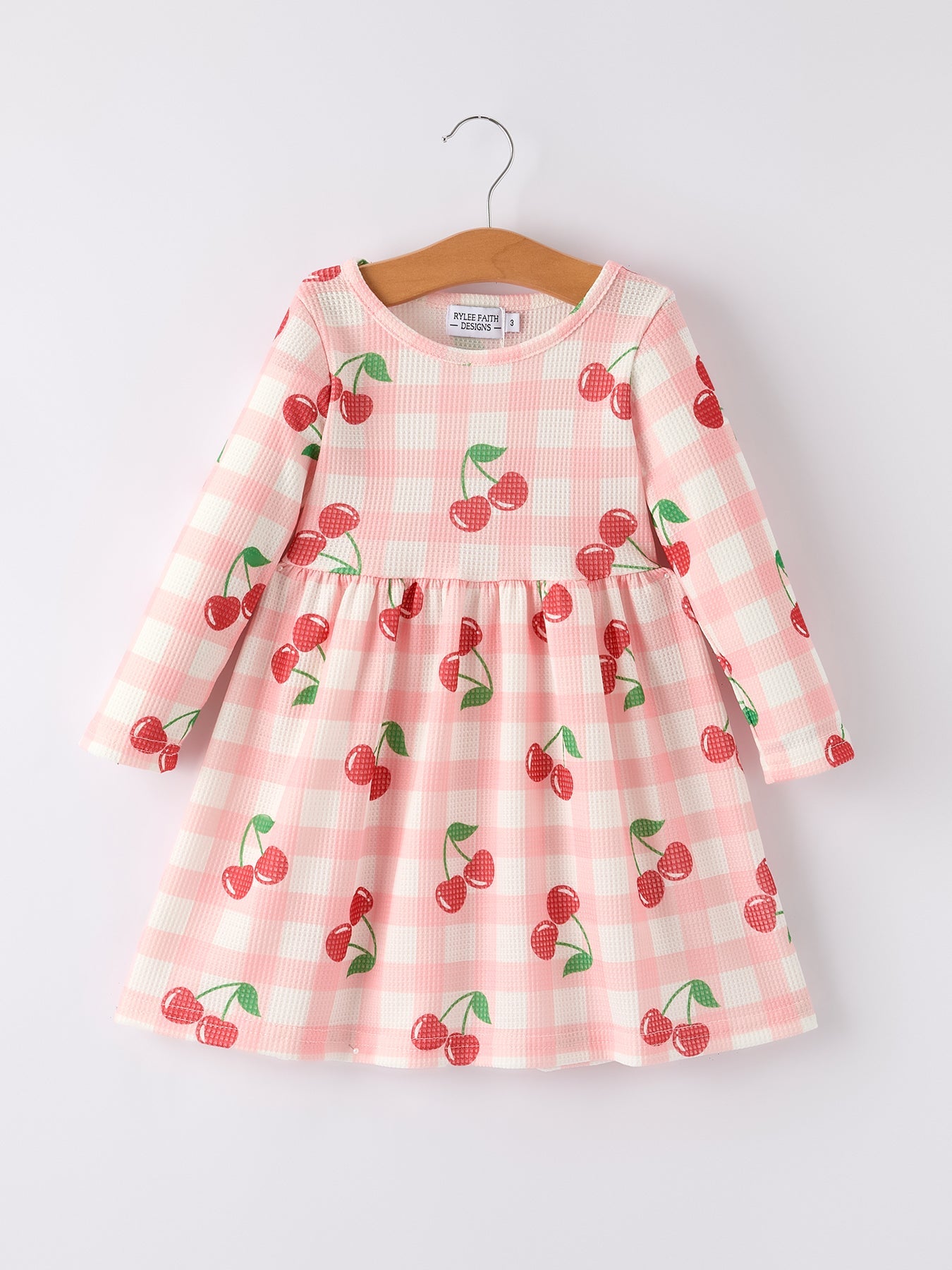Waffle Cherry Girls Long Sleeve Dress – MOOGCO Baby