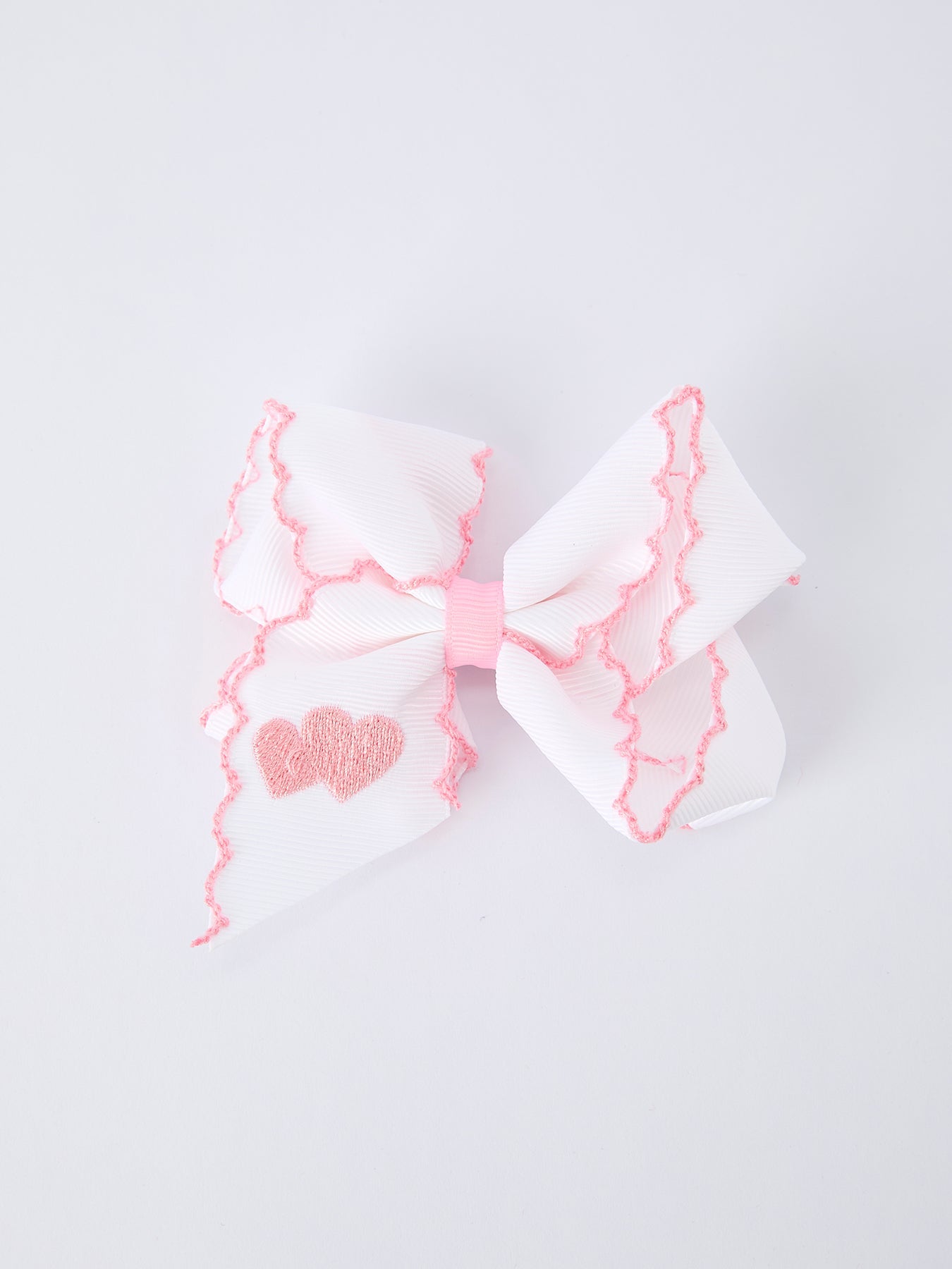 Valentine's Day Heart Embroidered White Girls Bow Hairpin 4 Inch ...