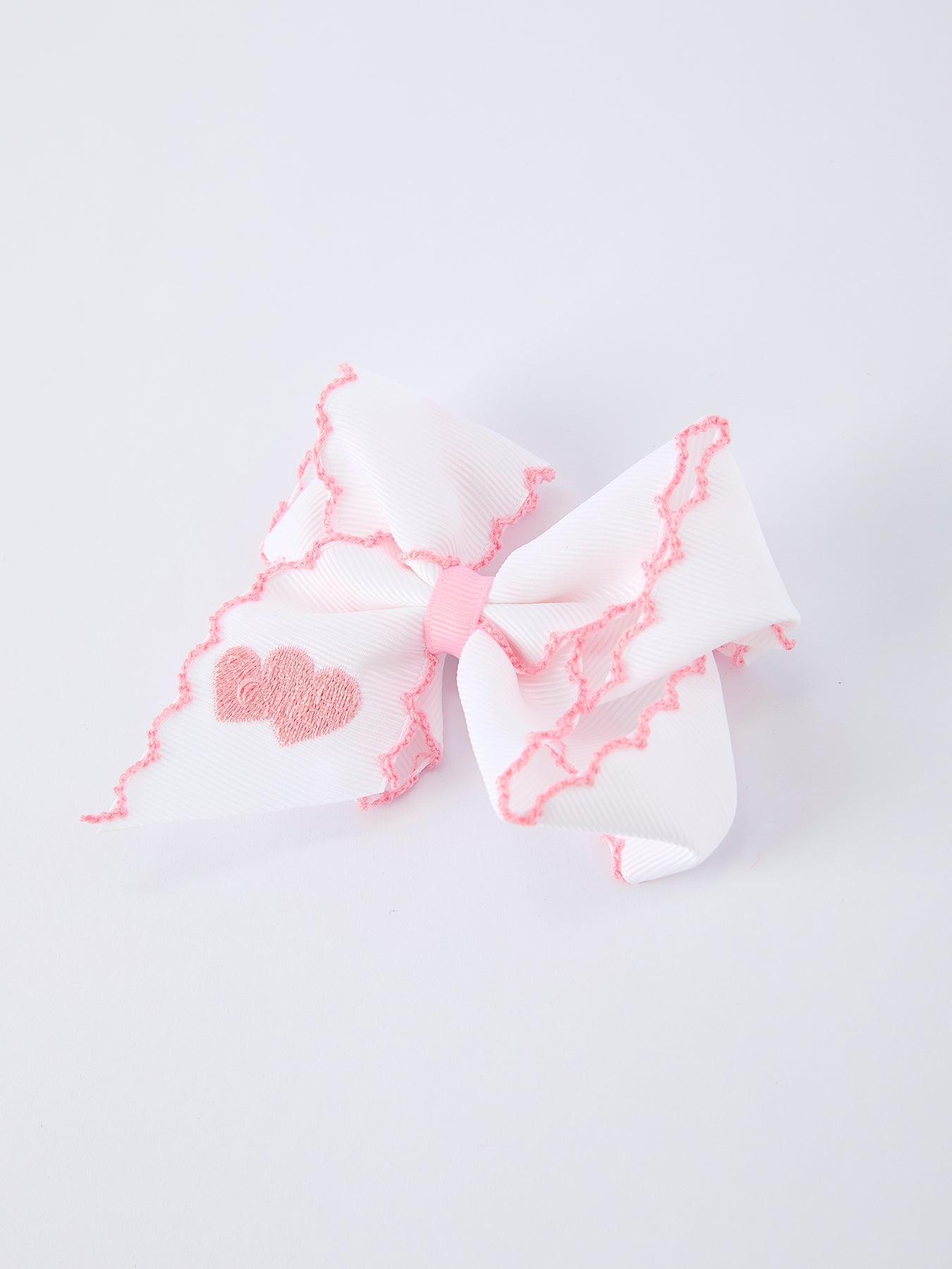 Valentine's Day Heart Embroidered White Girls Bow Hairpin 4 Inch ...