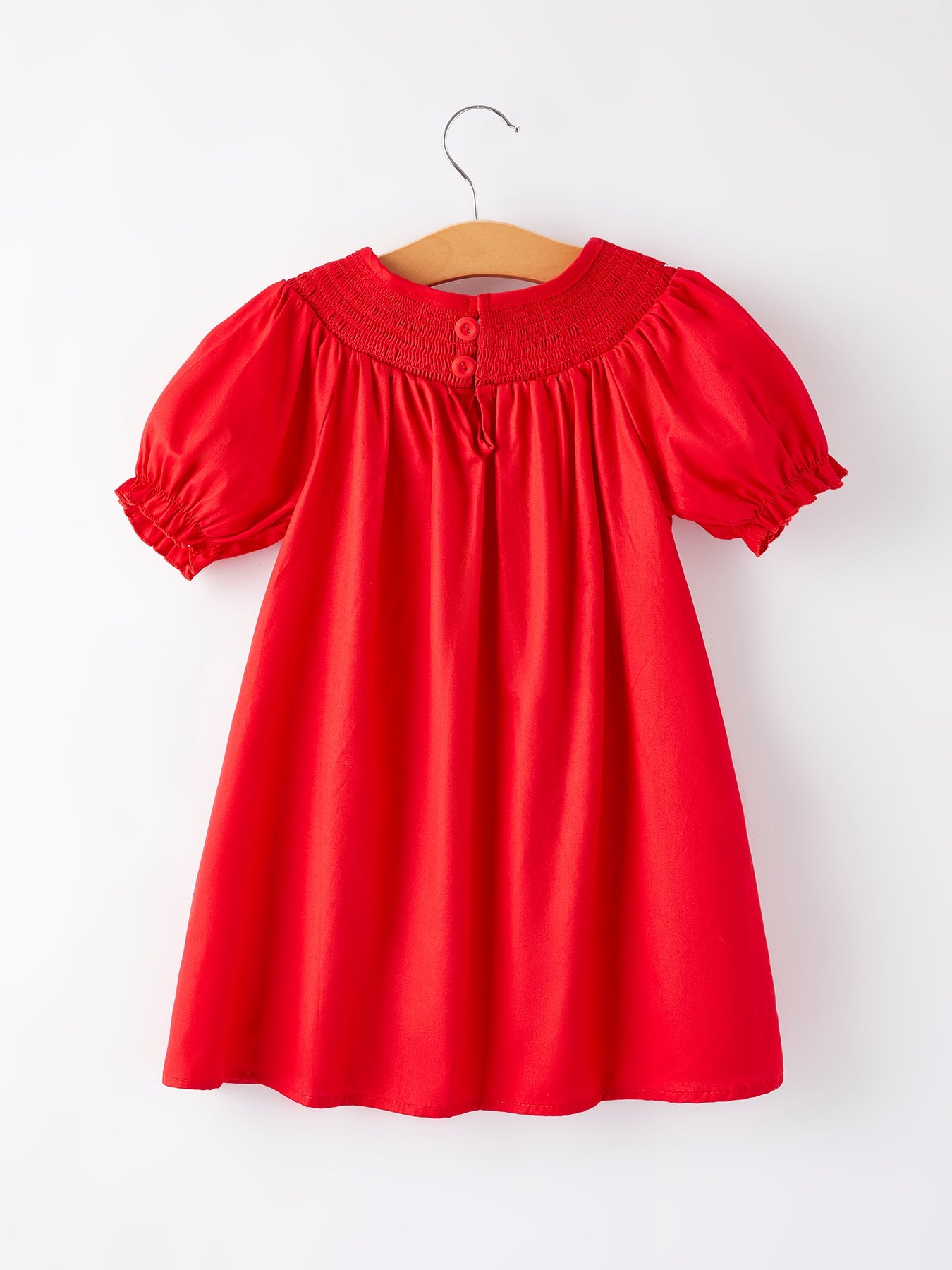 Girls Bow Smocking Embroidered Red Dress – MOOGCO Baby