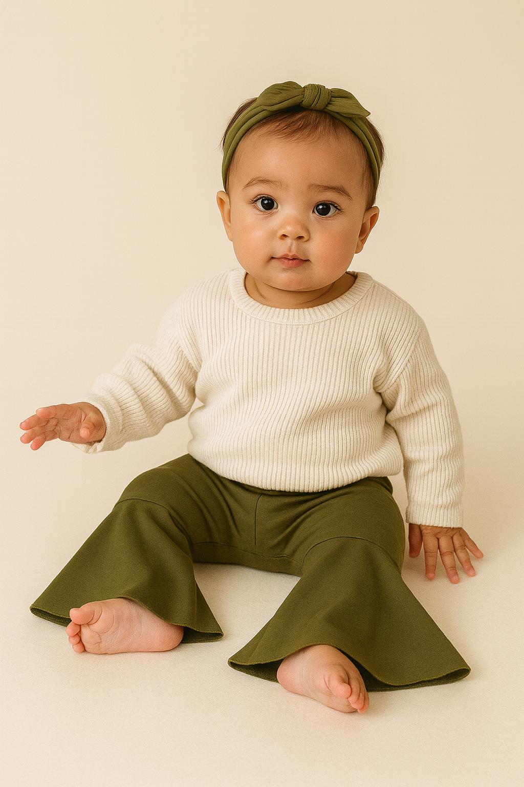 Olive Green Baby Bell Bottoms Set: Army | Two-Piece Sets & – MOOGCO Baby