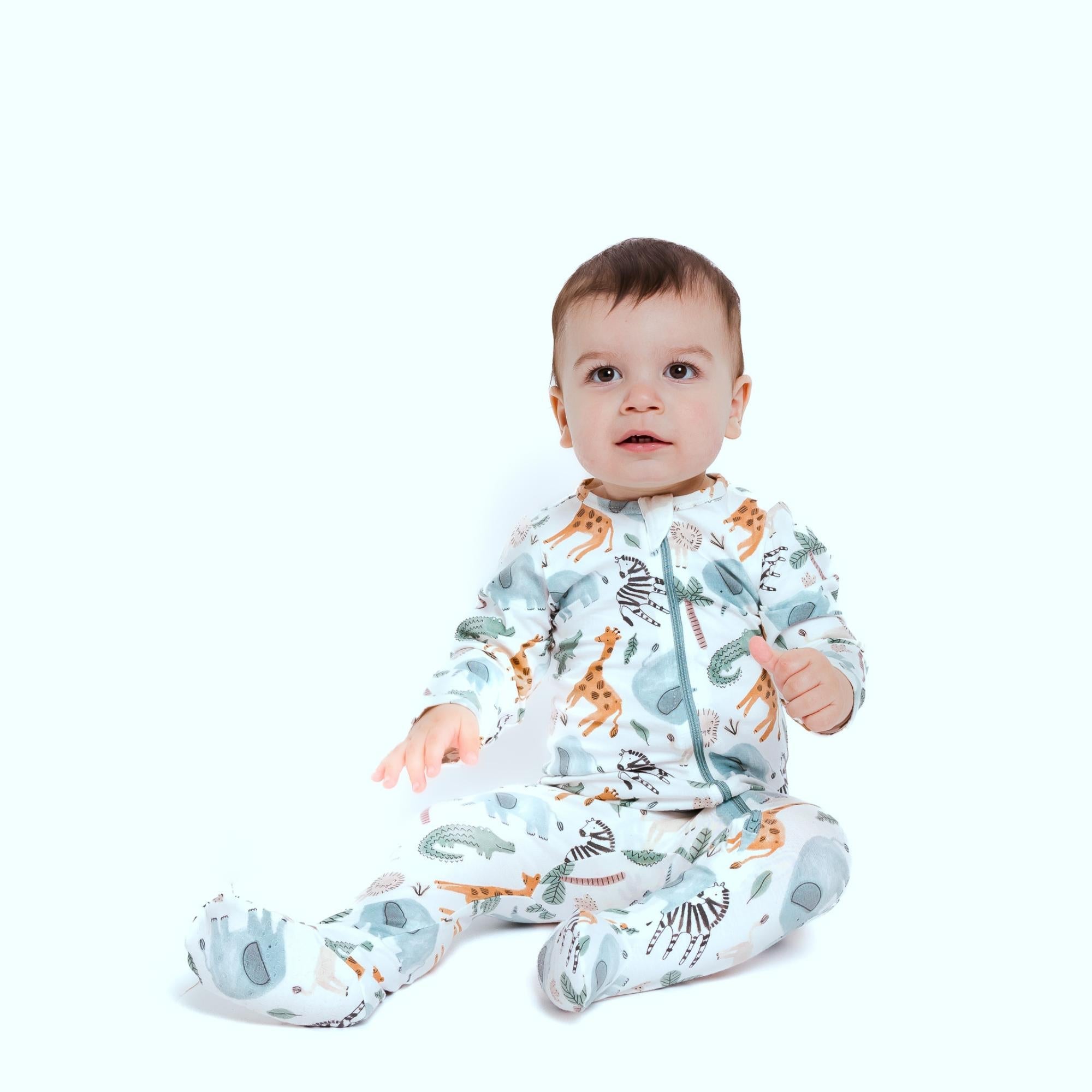 Organic Footie - Safari Animals - Soft Fabr... | MoogCo Baby