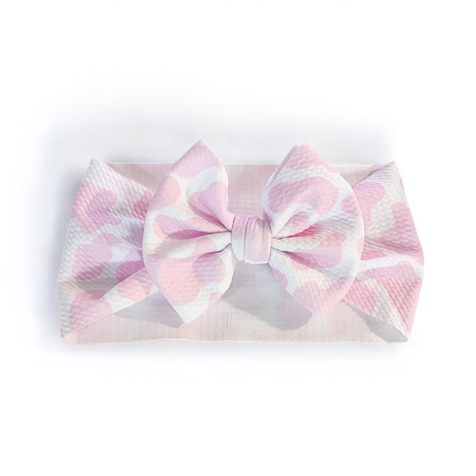 Pink Cow Spots Baby Headwrap Bow - Handmade & Stretchy – MOOGCO Baby