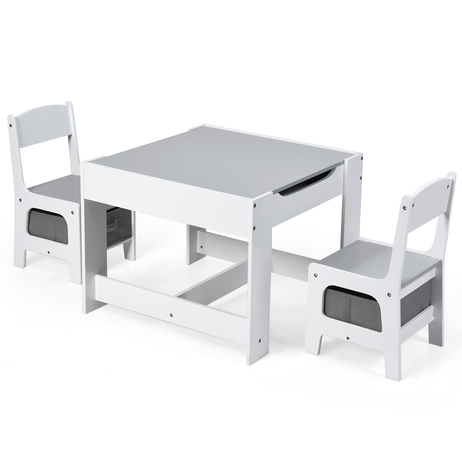 Kids Table Chairs Set With Storage Boxes Blackboard Whiteboard Drawing ...