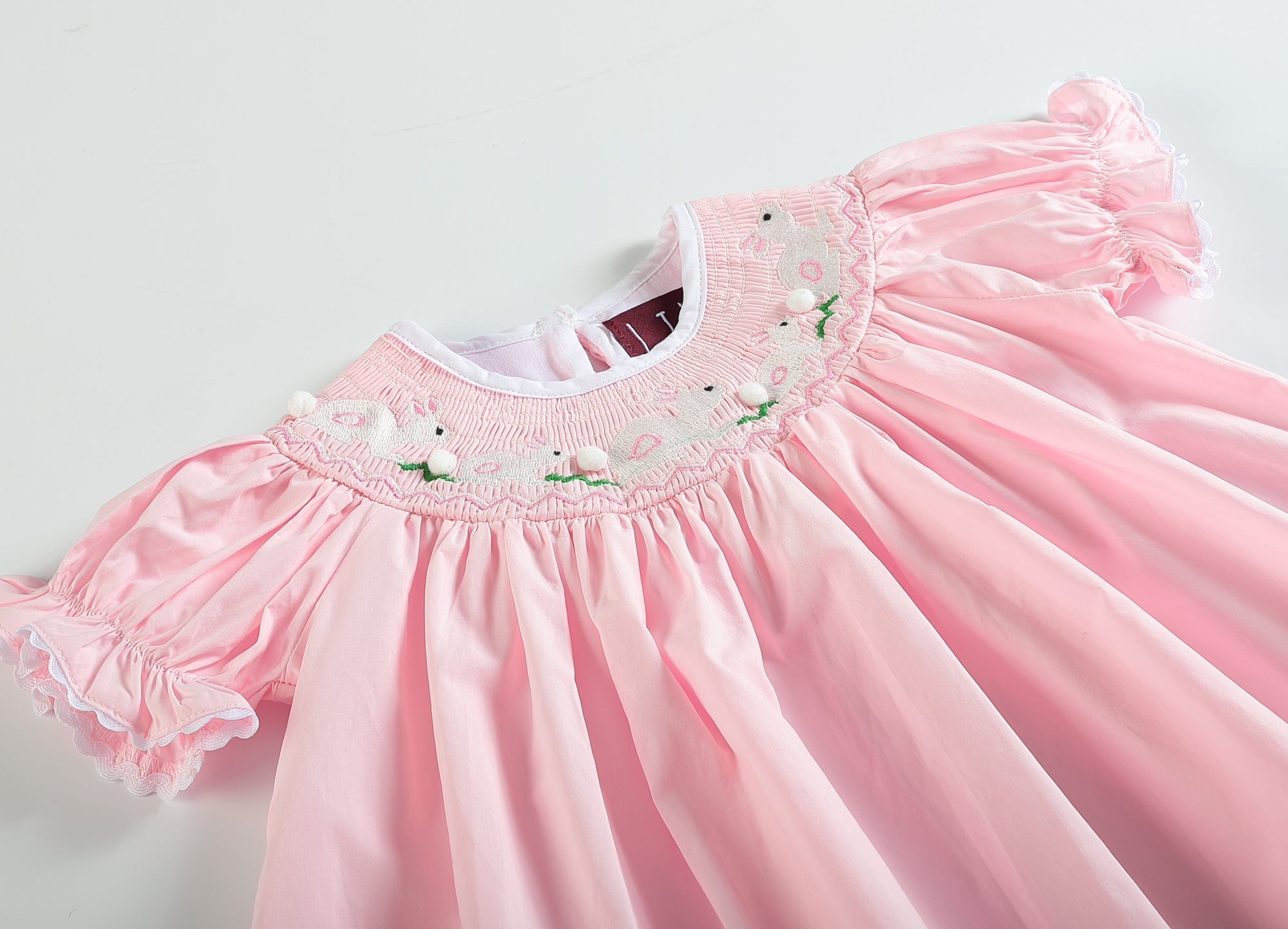 Light Pink Easter Bunny Smocked Bishop Dress – MOOGCO Baby