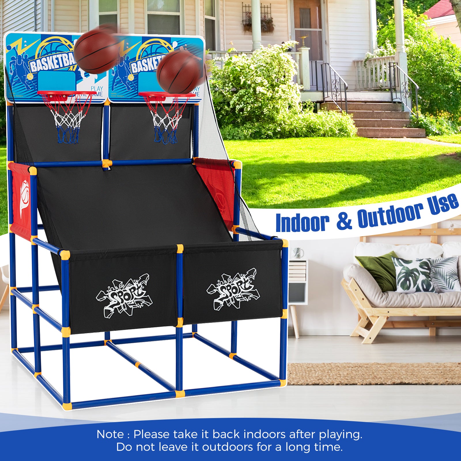 Kids Arcade Basketball Game Set with 4 Basketballs and Ba...